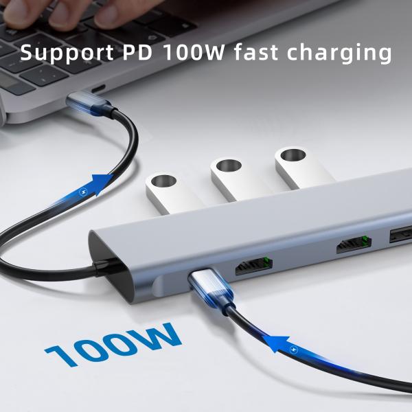 Type C Usb Multi Port Hub USB Type-C Adapter Featuring USB 3.0 Ports And RU6A-H2