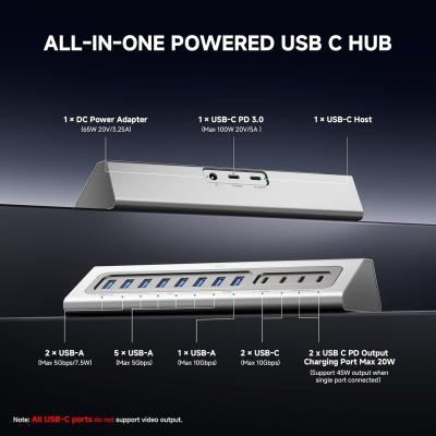 China 13-in-1 USB C Hub with 10Gbps Ultra-Fast Data Transfer and 65W Dedicated DC Power for sale
