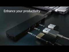 USB C 6 in 1 Adaptore multiporto per HDMI Splitter USB-A 3.1 Tipo-C Data Port 100W PD SD Card Reader