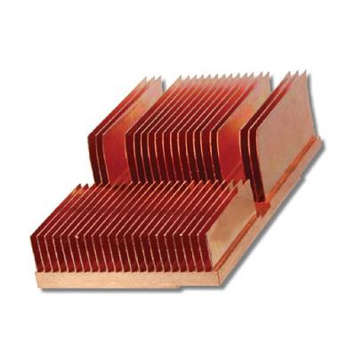 China Pure Copper Skived Heatsink CNC machining Process Customized Fin Pitch for sale