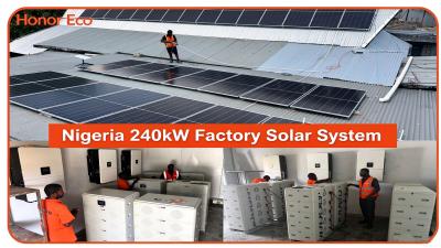 China Honor Eco 240KW Off Grid Industrial Solar Power System for Nigeria Factory, Complete Solar Energy Storage System with Lithium Battery Pack for sale
