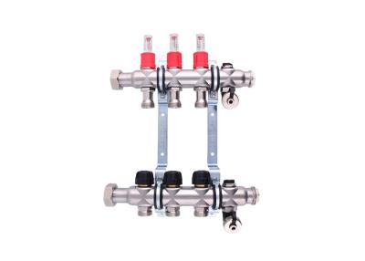 China Stainless Steel 304 Floor Water Supply Manifold With Short Flowmeter for sale