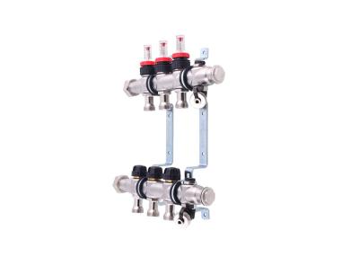 China Sliver Hot Water Radiant Underfloor Heating Manifold With Short Flow Meter 110℃ for sale