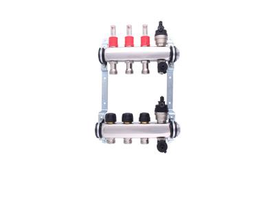 China Intelligent Temperture Control Floor Heating Manifold With Two Auto Drain Valve 5 Ways for sale