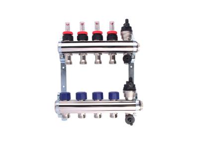 China OEM Heating Floor Brass Water Manifold With Short Flow Meter 2 To 13 Ports for sale