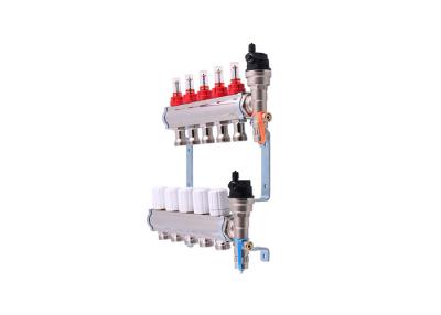 China Quality Classical Floor Heating System Brass Pex Manifold With Short Flow Meter for sale