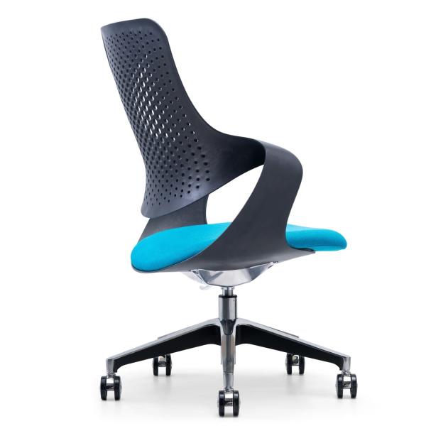 Quality Modern Office Furniture Black and Blue Seat Plastic Office Chair with Movable for sale