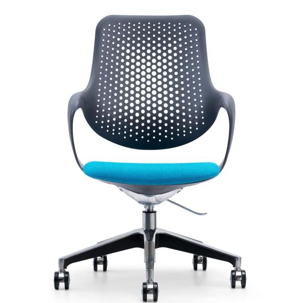 Quality Modern Office Furniture Black and Blue Seat Plastic Office Chair with Movable for sale