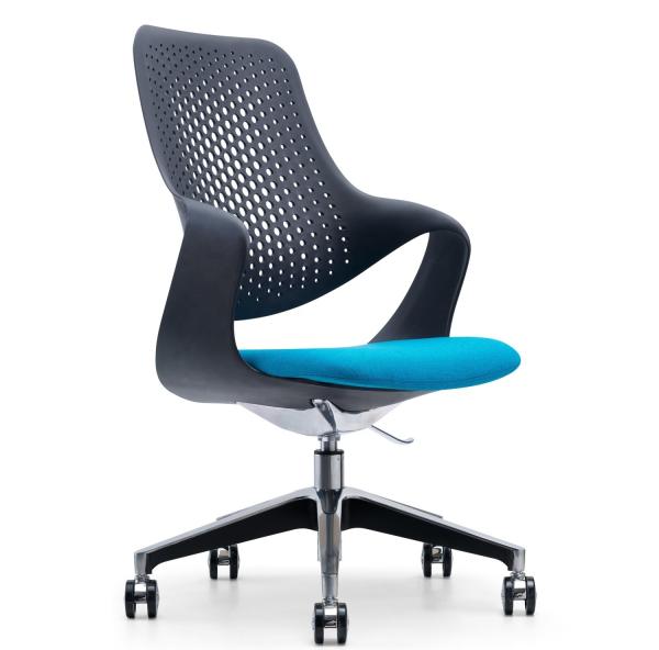 Quality Modern Office Furniture Black and Blue Seat Plastic Office Chair with Movable for sale