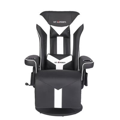 China Office/Home Gaming Chair with Cup Holder and Footrest in White Racing Style Leather zu verkaufen