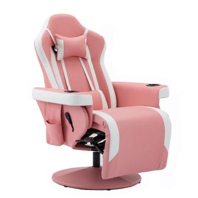 China Gaming Chair With Cup Holder Pink Racing Style Leather Ergonomic Seat Swivel Sofa For Home for sale