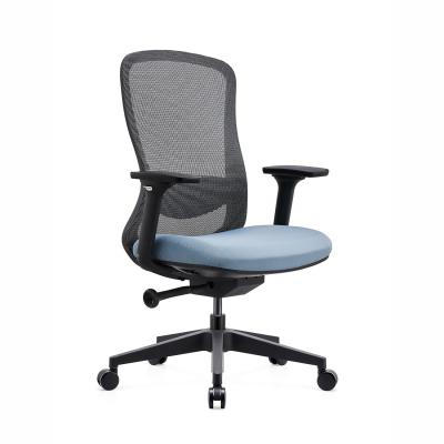 China 4D Adjustable Armrest Ergonomic Mesh Task Chair Blue Modern Swivel Mesh Fabric Office Chair for sale