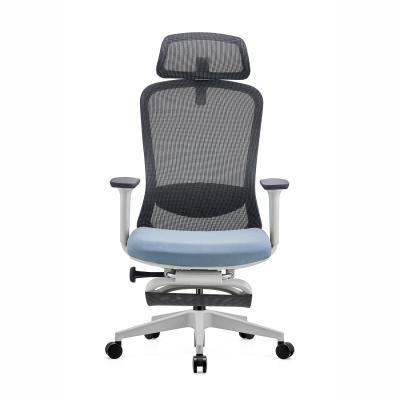 China Modern Design Ergonomic Office Chair White 4D Adjustable Headrest Comfortable Swivel Back Mesh Fabric CEO Manager Free Sample for sale