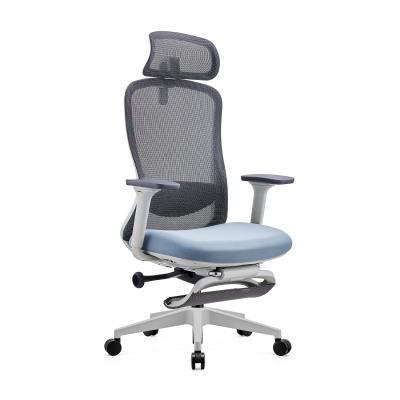 China High Quality Reclining Chair with Footrest Mesh Back Commerical Office Furniture Fabric Cheap Ergonomic Chair Swivel Executive Chair 4D Adjustable Mesh Office Chairs for sale