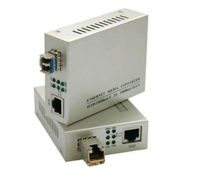 China transición 10/100/el 1000M del gigabit del convertidor de la fibra óptica de 3W SFP en venta