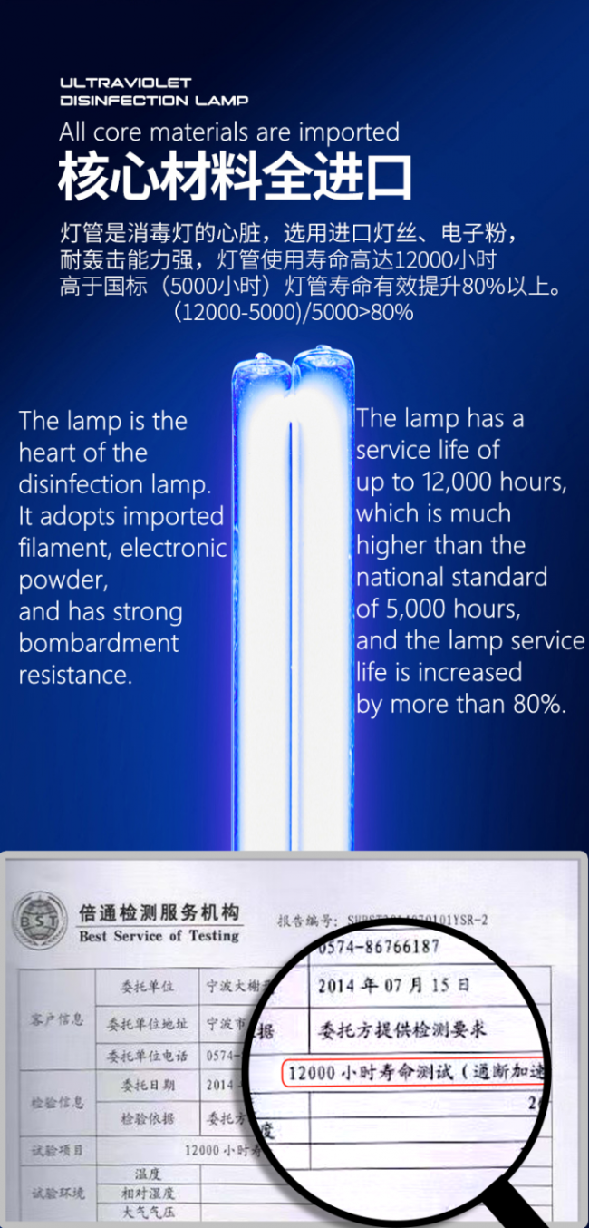 la lampada UV germicida O3 della disinfezione di 40W 39W elimina la formaldeide 8