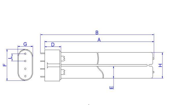 H Shape 40W UV Light Tubes 533mm Length G23 UVC Germicidal Light uv tube 1
