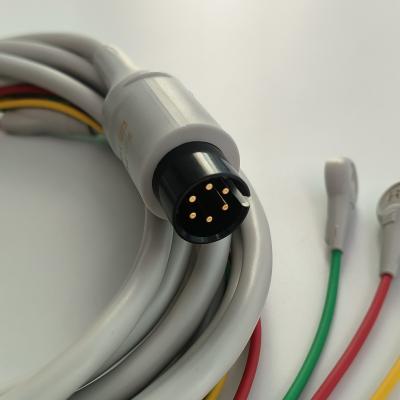 China BJ-753P NIHON KOHDEN Heart Conductivity Wire Black Round Head 6 Pin Three Lead European Standard Button for sale