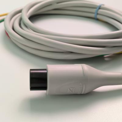 China BJ-753P NIHON KOHDEN Heart Conductivity Wire Black Round Head 6 Pin Three Lead European Standard Button for sale