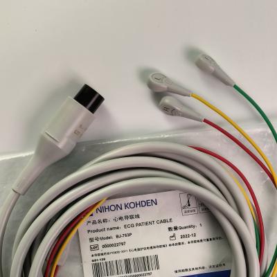 China BJ-753P NIHON KOHDEN Heart Conductivity Wire Black Round Head 6 Pin Three Lead European Standard Button for sale