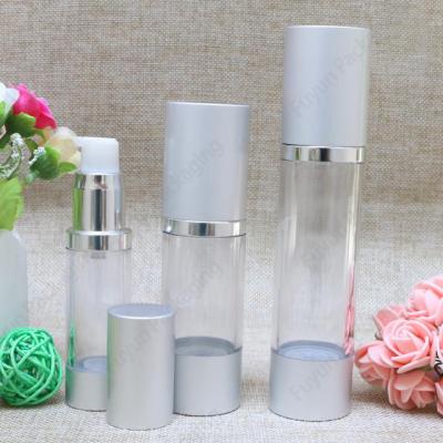 China silberne luftlose Pumpflasche, Plastik-kosmetische Flasche der Lotions-50ml zu verkaufen
