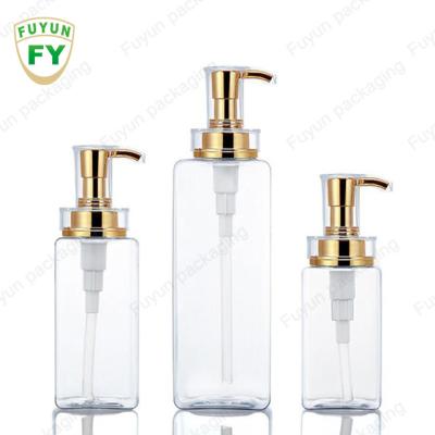 China Square Gold Shampoo Pump Dispenser Bottle 300ml 400ml 500ml for sale