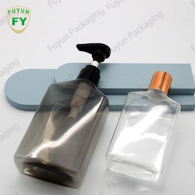 中国 Fuyun elegant 350 500ml slant shoulder green clear shampoo lotion pump bottle 販売のため