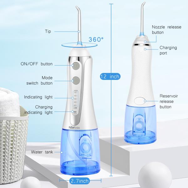 Flosser idraulico senza fili con funzione di massaggio e capacità di acqua di 350 ml