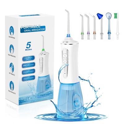 China Portable Oral Hygiene Rechargeable IPX7 Water Jet Flosser 300ml Tank Dental 5 Modes Clean Teeth Bestope FCC CE ROHS Certified for sale