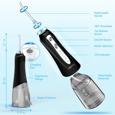 China Waterpick IPX7 Waterdicht Oplaadbaar Draadloos Elektrisch Draagbaar Jet Tanden Reiniging Tandvlies Oraal Irrigator Water Flosser Te koop