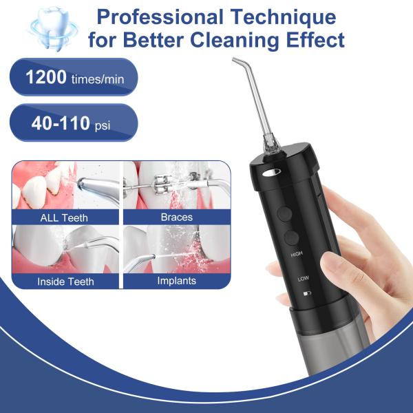 Irrigatore orale senza fili Acqua pick Portabile Massaggio Pulito Irrigatore dentale a filo con 4 ugelli a getto per il viaggio a casa