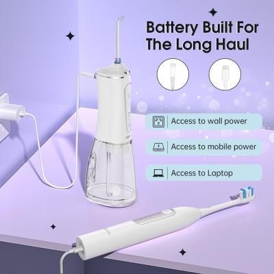 China Travel Set Sonic Toothbrush 2 in 1 Water Flosser Teeth Oral Irrigator Electric Flossing and Brushing Combine in One for sale