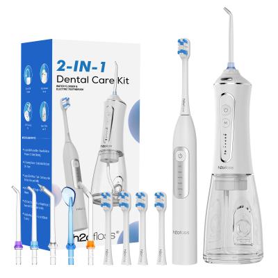 China 2-in-1 Rechargeable Electric Toothbrush Water Flosser Set Soft Bristle IPX7 OEM ODM Wholesale for Deep Cleaning for sale