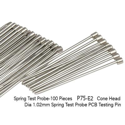 China 100 Pieces P75-E2 Cone Head Spring Test Probe with 16mm Length and 1.4mm Boring Size for PCB Testing for sale
