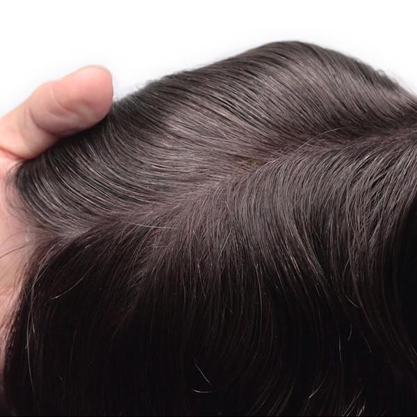 Quality Black Brown Middle Part Human Hair Wig Heavy Density And Bleached Knots for sale