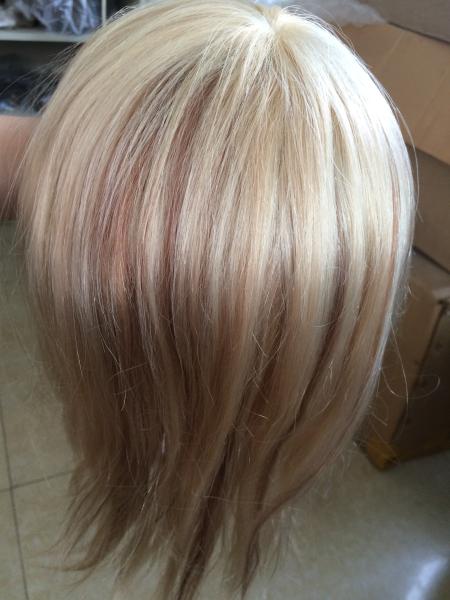Quality 14Inch Custom Womens Wigs Medium Brown Blonde Human Hair Wigs for sale