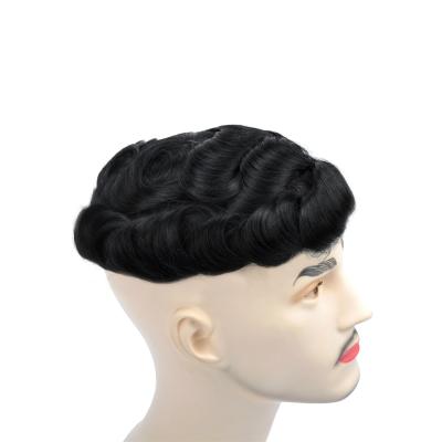 China Natural Black Full Lace Stock Hair System 7x9 Medium Density Mens Toupee for sale