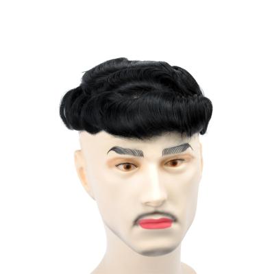 China Customizable To Head Measurements Stock Hair System Featuring Natural Black Hair Color Synthetic Fibers And Human Hair for sale