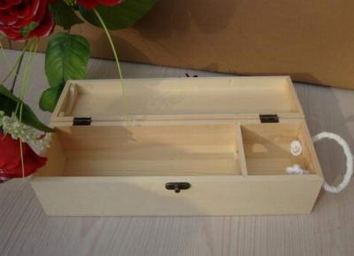China Personalised Wooden Wine Gift Box , Nature Pine Wood Wine Box 130 X 120 X 360 mm for sale