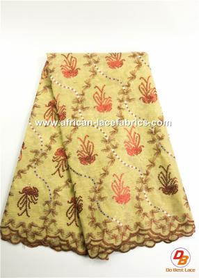 China Beige Embroidered Sequin Lace Fabric , Grande Toilette for sale