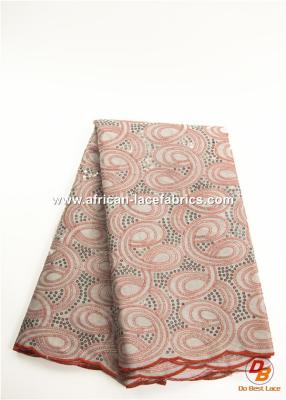 China Beige Embroidered Sequin Lace Fabric , Grande Toilette for sale