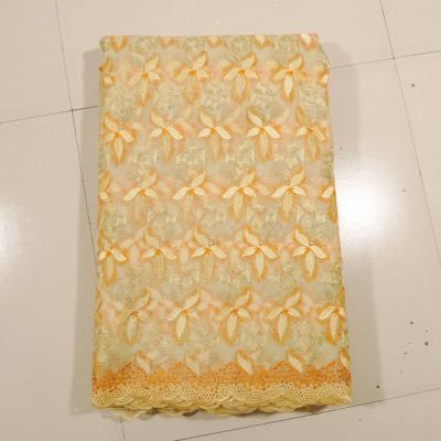 China Wedding Dress Organza Lace Fabric , Cream Orange for sale