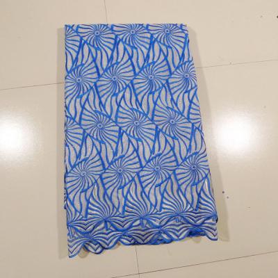 China Blue Organza Embroidered Lace Fabric , Garment for sale