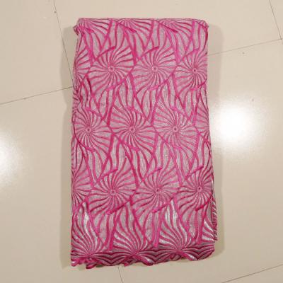 China Pink Organza Lace Fabric With Sequence , Grande Toilette for sale