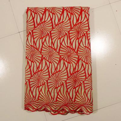 China Wedding Gown Organza Lace Fabric , Red for sale