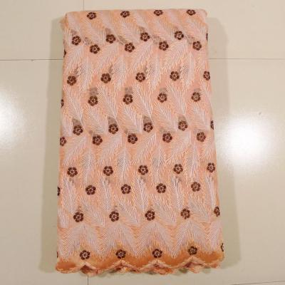 China Wedding Gown Organza Lace Fabric , Peach for sale