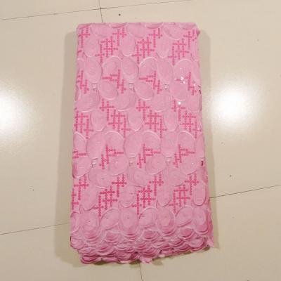 China Ladies Clothing Handcut Lace With Stones , Pink for sale