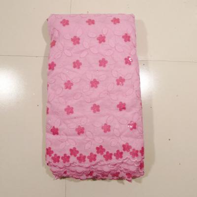 China Pink Sequin Net Lace Fabric With Stones , Party Dress for sale