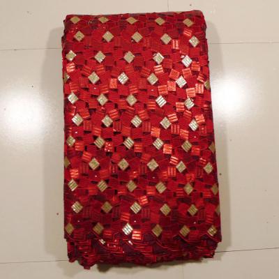 China Red Sequin Net Lace Fabric For Wedding Dresses for sale