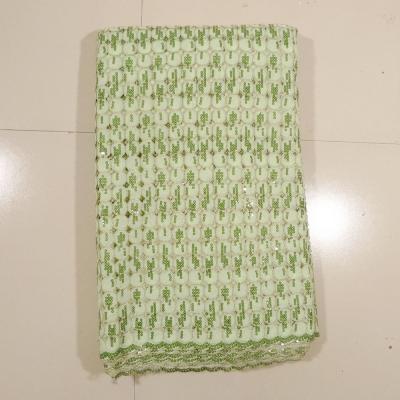 China Green Lialic Sequin Lace Fabric For Evening Dresses for sale